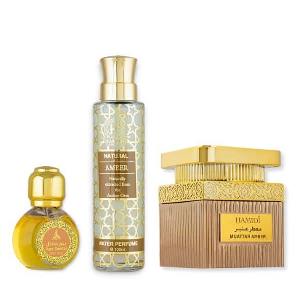 Coffret Parfum huile parfumée et Bakhour Muattar Musk Amber - Hamidi